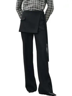 Fabrique Detachable Panel Wide Leg Pants - Grey