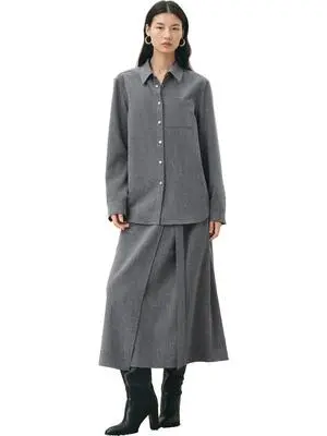 Fabrique Evelyn Buckled Oversized Shirt - Grey