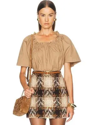 Saint Laurent Ruffled Top - Chatain