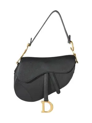 Dior Grained Calfskin Saddle Bag - Black