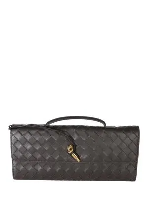 Bottega Veneta Fondant Nappa Intrecciato Andiamo Top Handle Clutch Brown