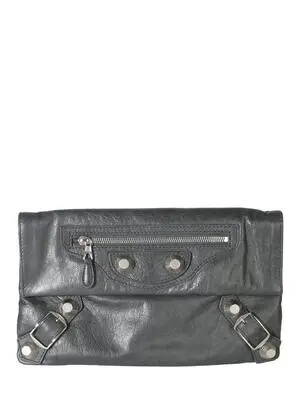 Balenciaga Lambskin Motocross Giant 21 Envelope Clutch - Black
