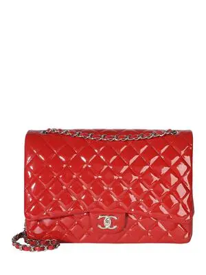 CHANEL Chanel Quilted Patent Maxi Classic Double Flap Shoulder Bag