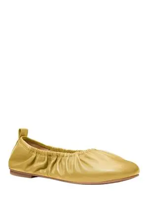 Michael Kors Bri Ruched Leather Ballet Flat - Green