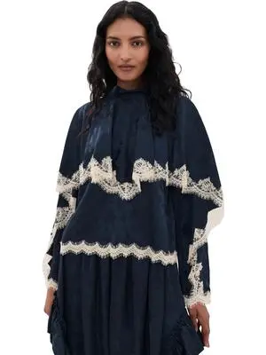 Sea Shay Lace Long Sleeve Top - Navy