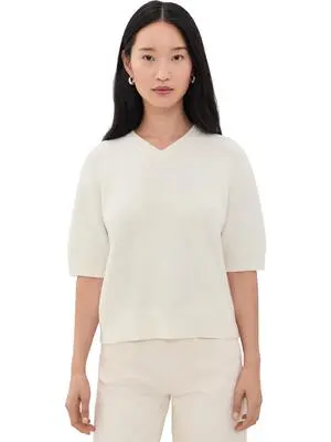 Theory Crop V Sweater Tee - Ivory