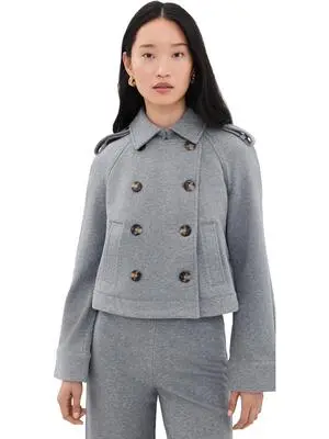 Veronica Beard Cropped Conneley Trench Coat - Heather Grey