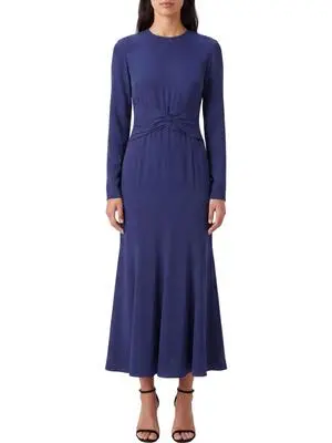Alberta Ferretti Long-sleeved A-line Midi Ceremony Dress - Blue