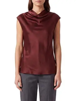 Alberta Ferretti Sleeveless Satin Blouse - Red