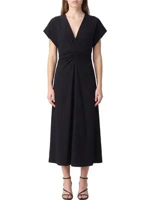 Alberta Ferretti A-line V-neck Midi Ceremony Dress With Side Slit - Black