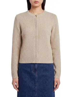 Fabiana Filippi Fabiana Filippi Slim Fit Wool, Silk & Cashmere Blend Cardigan Beige