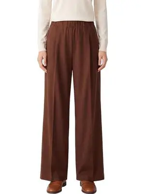 SEMICOUTURE High-waisted Wool Blend Palazzo Trousers - Brown