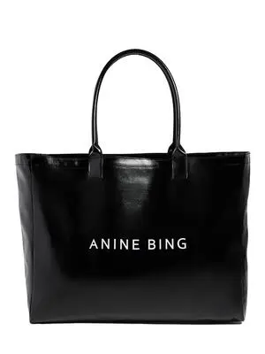 ANINE BING Leo Coated Canvas Tote Bag - Black