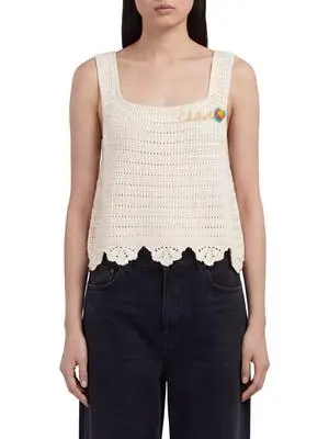 Chloé Crochet Flower Appliqué Tank Top - White