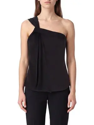 Federica Tosi Asymmetrical One-shoulder Top With Curved Hem - Black
