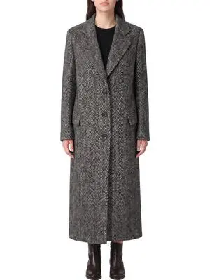 Tagliatore Single-breasted Chevron Pattern Long Coat - Brown