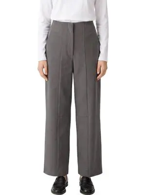 Erika Cavallini High-waisted Palazzo Trousers In Virgin Wool - Grey