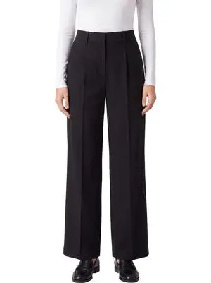 Erika Cavallini High-waisted Wool Blend Wide-leg Trousers - Black