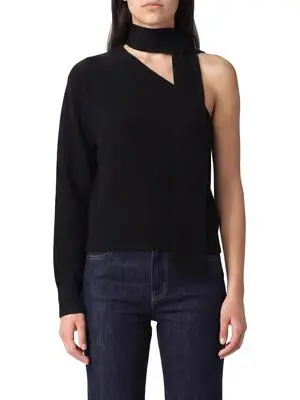 Federica Tosi Asymmetrical One-shoulder Wool And Cashmere Top With Scarf Neck - Black
