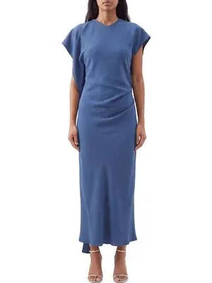 Victoria Beckham Slim Fit Asymmetrical Midi Dress - Blue