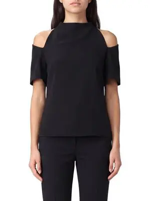 Federica Tosi Federica Tosi Black Cold Shoulder Mock Neck Top Black