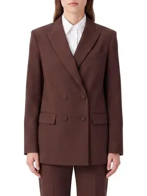 Federica Tosi Double-breasted Wool Blend Ceremony Blazer With Peak Lapels - Brown