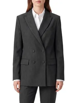 Federica Tosi Double-breasted Wool Blend Ceremony Blazer With Peak Lapels - Grey
