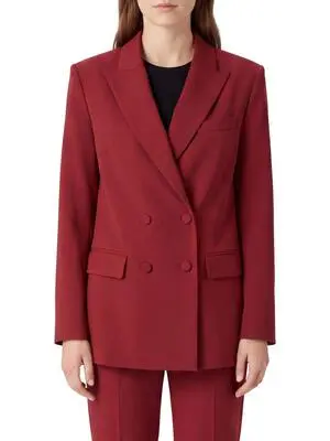 Federica Tosi Double-breasted Wool Blend Ceremony Blazer With Peak Lapels - Red