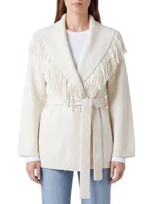 Federica Tosi Federica Tosi Wool And Cashmere Cardigan With Fringed Belt Brown