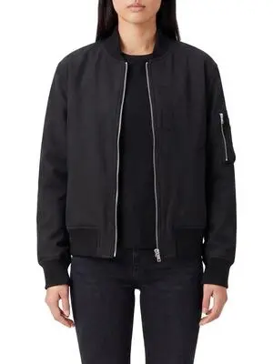 SEMICOUTURE Wool Blend Bomber Jacket With Elasticated Collar - Black