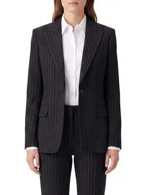 Andamane Pinstriped Slim Fit Wool And Cotton Blend Blazer - Black