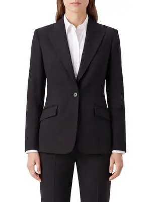 Andamane Slim Fit Wool Blend Blazer With Peaked Lapels - Black