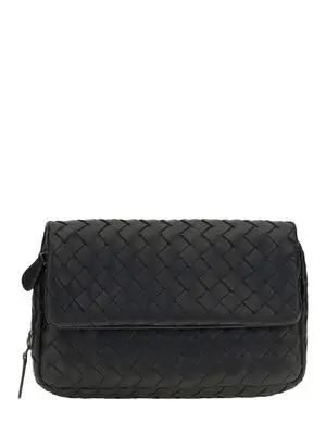 Bottega Veneta Woven Leather Shoulder Bag Black