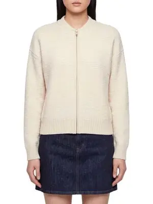 Fabiana Filippi Fabiana Filippi Zip-Up Bomber Cardigan In Wool Blend Natural