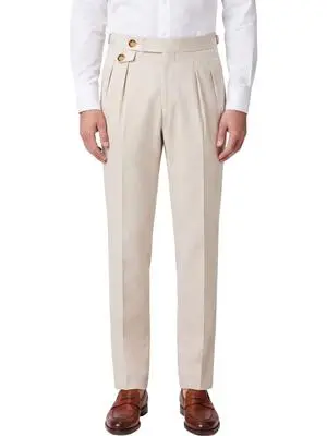 Brunello Cucinelli Pleated Slim Fit Stretch Cotton Chino Trousers - Ice