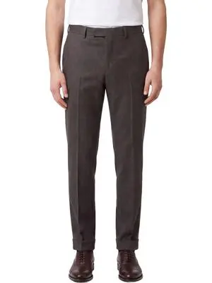 PT TORINO Slim Fit Stretch Virgin Wool Tailored Trousers With American Pockets - Brown