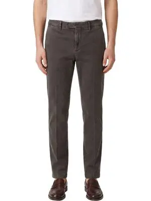 PT TORINO Slim Fit Stretch Cotton Chino Trousers With Flap Pockets - Grey
