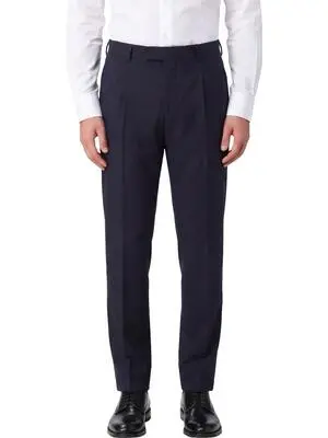 PT TORINO Slim Fit Pure Virgin Wool Tailored Trousers - Blue
