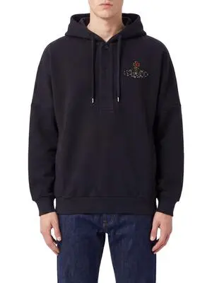 VIVIENNE WESTWOOD Relaxed Fit Cotton Hoodie With Orb Logo - Black