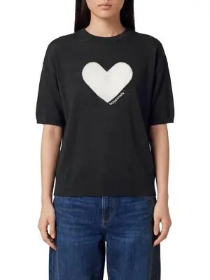 Zadig&Voltaire 100% Cashmere Heart Print Jumper - Black