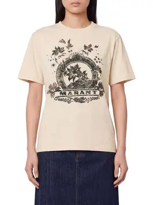 Isabel Marant Étoile Cotton Crewneck Graphic Logo T-shirt - White