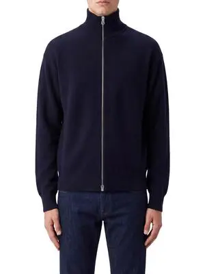 Extreme Cashmere High-neck Cardigan In Pure Cashmere With Zip Closure - Navy