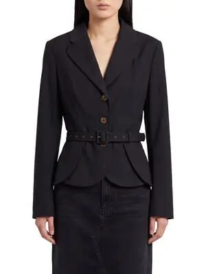 VIVIENNE WESTWOOD Cropped Slim Fit Cotton Blazer With A Waist Belt - Black