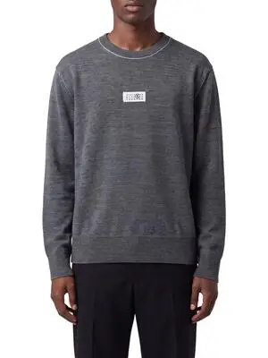 MAISON MARGIELA Virgin Wool Crewneck Jumper With Numeric Logo Detail - Grey