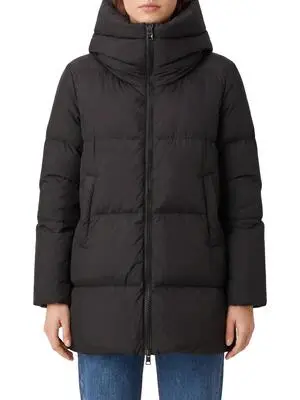 Herno A-shape Quilted Nylon Down Jacket With Funnel Neck - Black
