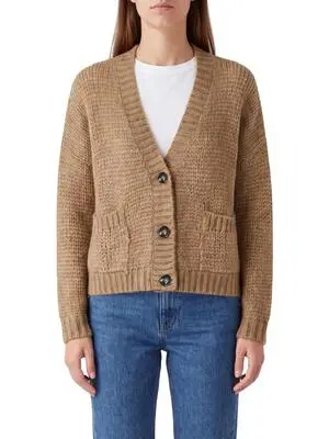 ROBERTO COLLINA V-neck Virgin Wool Cardigan With Dropped Shoulders - Brown