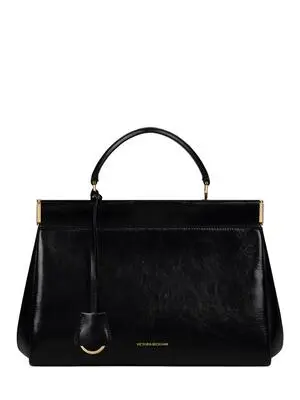 Victoria Beckham Sloane Frame Bag 28 Distressed Leather Black