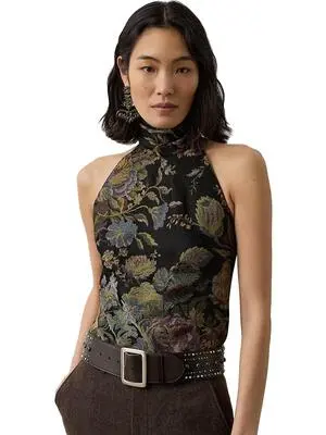 RALPH LAUREN Ralph Lauren Chilton Floral Jacquard Halter Top