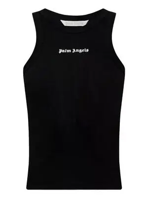 Palm Angels Logo-print Ribbed Top - Black