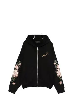 Amiri Floral Embroidered Zip Hoodie - Black